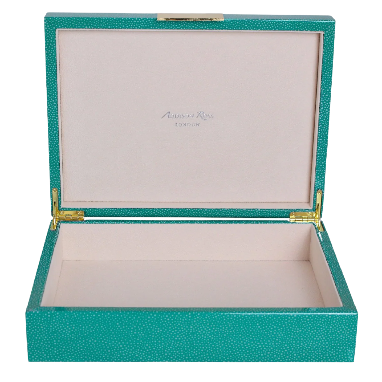 Green Shagreen Storage Box: Gold Trim